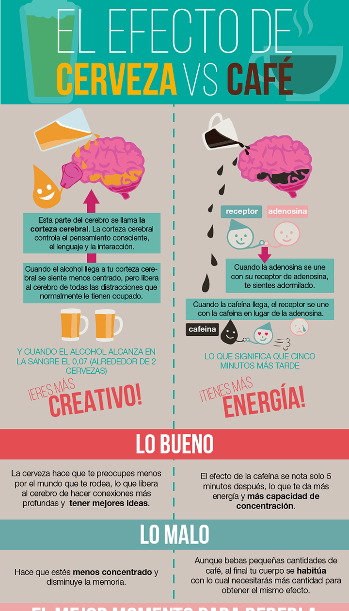 ¿Mejor beber cerveza o café para trabajar? | Infografías y Remedios
